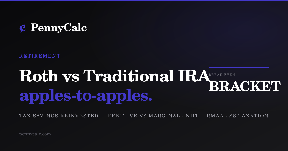 Roth vs. Traditional IRA: Side-by-Side (2026) - PennyCalc